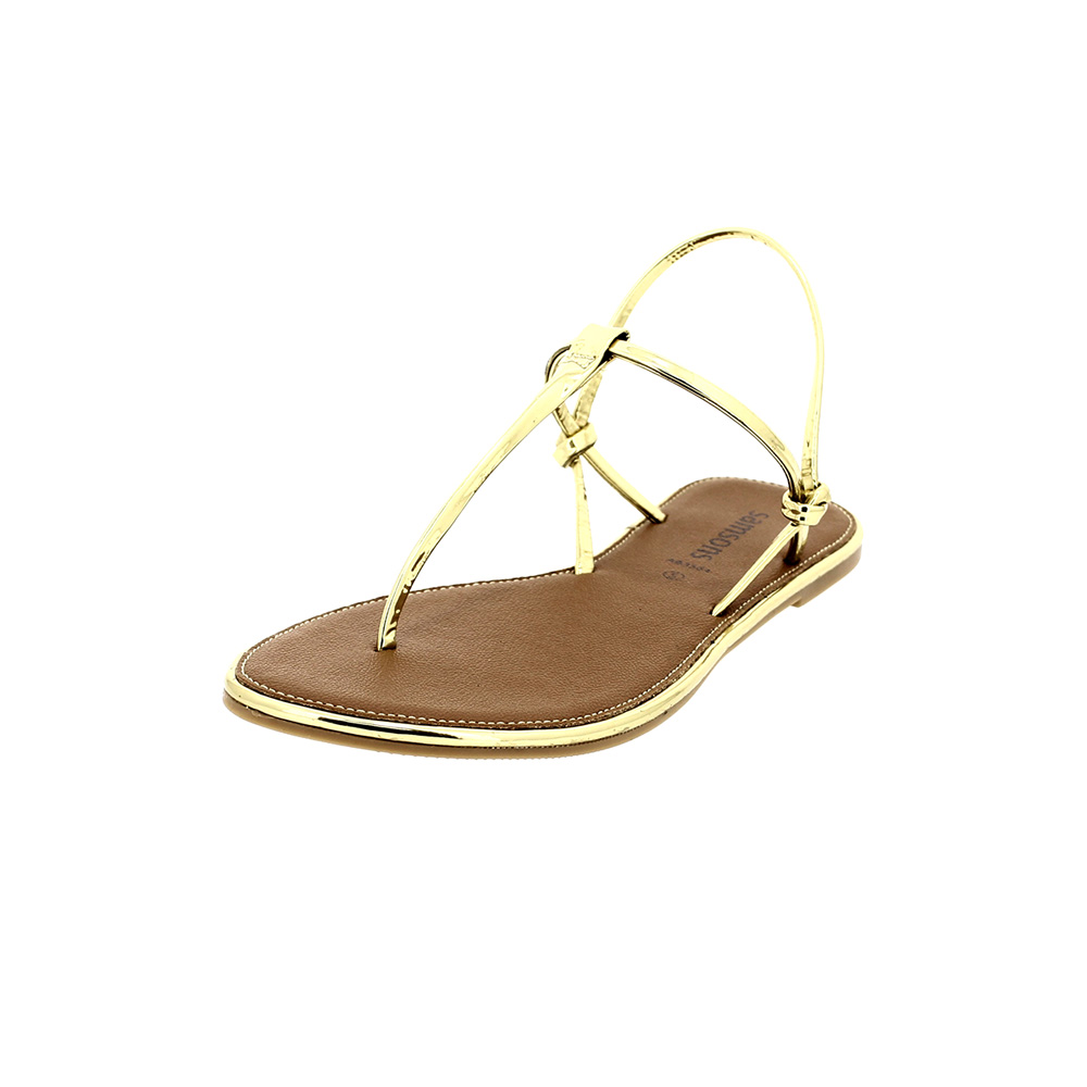 samsons Women Casual T-strap Sandals GOLD | DSI Footcandy